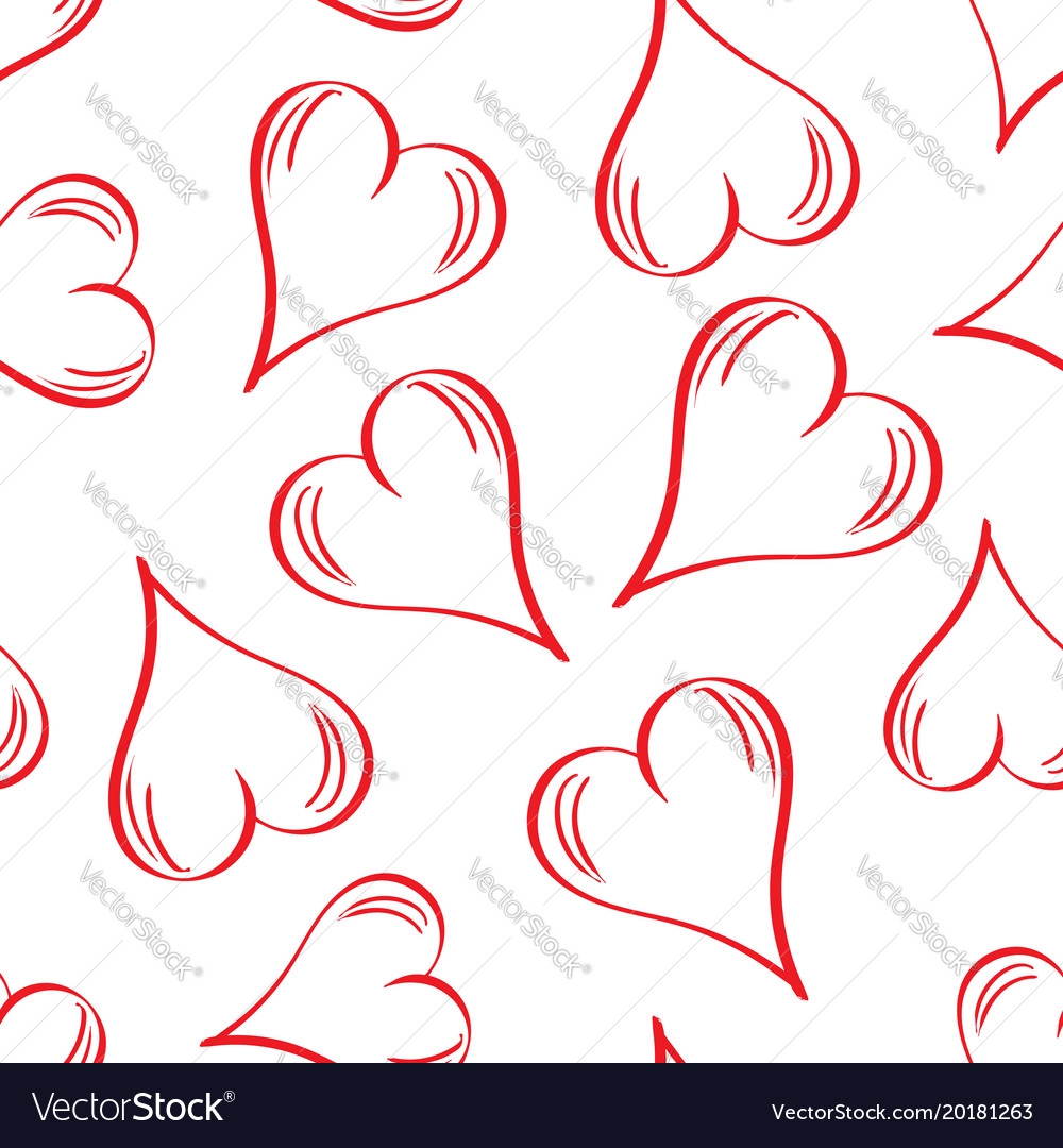 Hand drawn heart icon seamless pattern background Vector Image