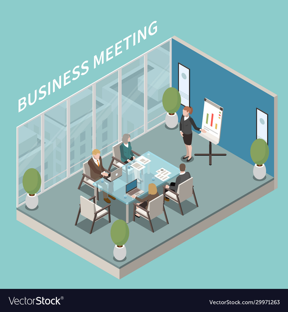 Meeting room isometric composition Royalty Free Vector Image Meeting room isometric composition Royalty Free Vector Image