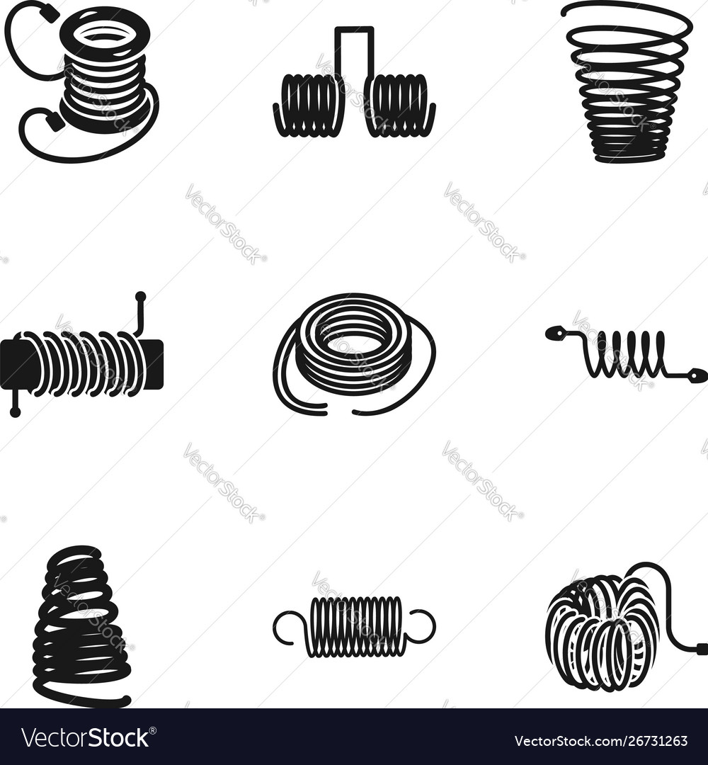 Metal spring icon set simple style Royalty Free Vector Image