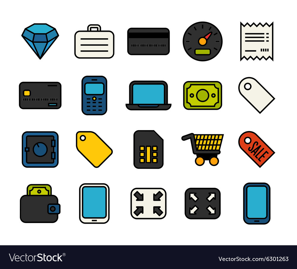 Outline icons thin flat design modern line stroke Vector Image