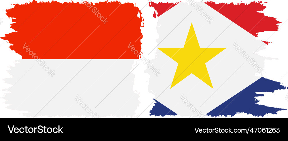 Saba and indonesia grunge flags connection Vector Image