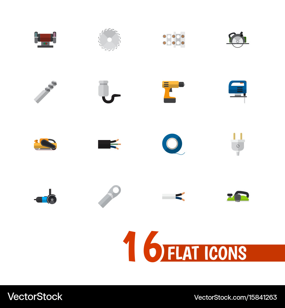 Set of 16 editable electric icons includes Vector Image