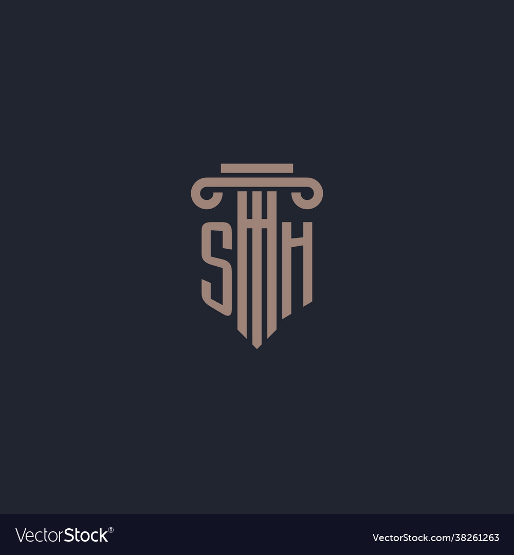 Sh initial logo monogram with pillar style design Vector Image