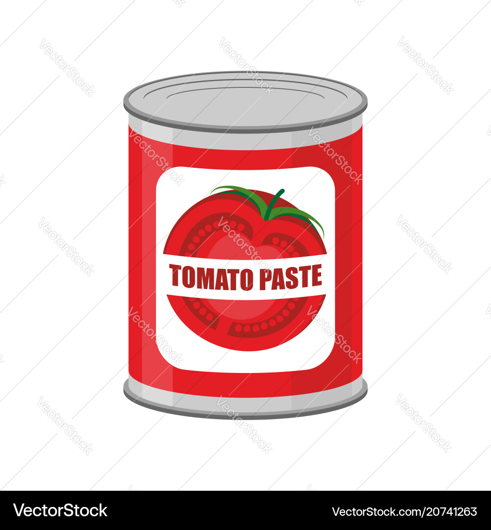 Tomato paste tin can canned food with tomatoes Vector Image