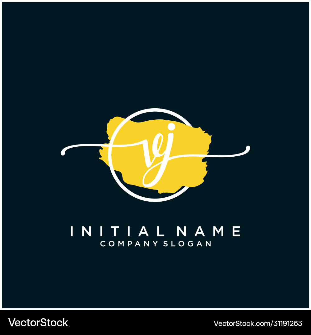 Vj initial handwriting logo design with brush Vector Image