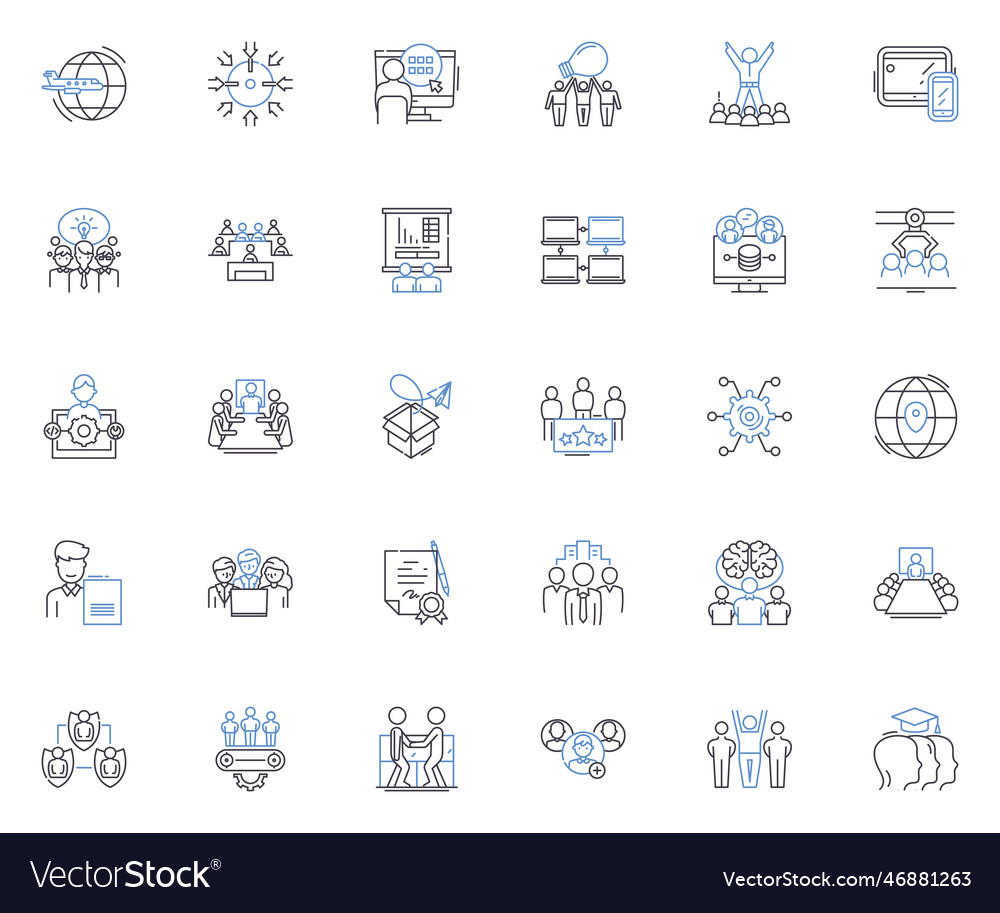 Wedding program line icons collection ceremony Vector Image Wedding program line icons collection ceremony Vector Image