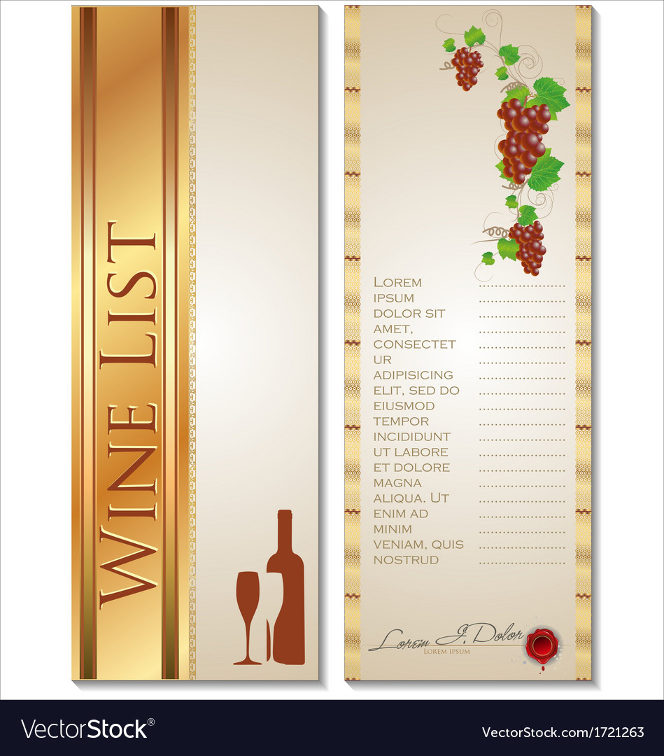 Wine List Template Royalty Free Vector Image VectorStock