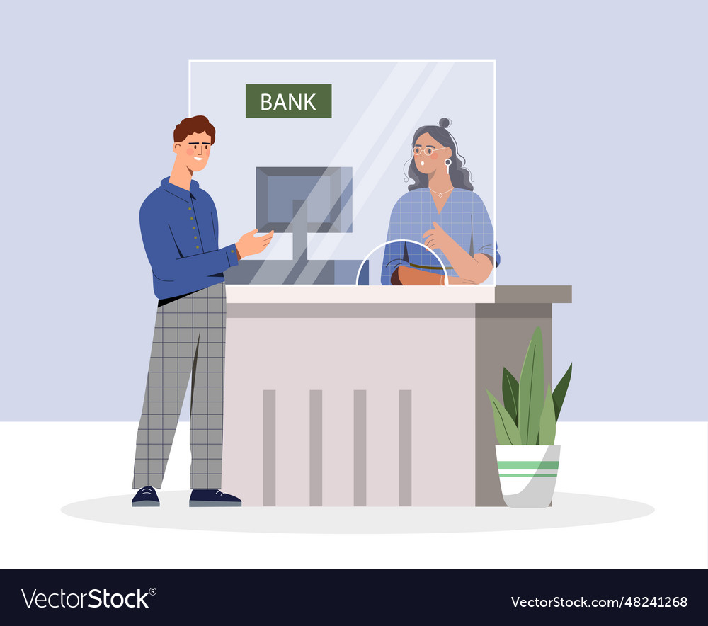 Bank teller concept Royalty Free Vector Image - VectorStock