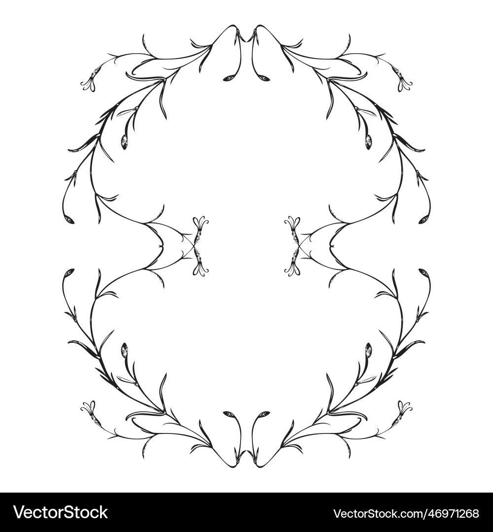 Botanical hand drawn floral frame flowers border Vector Image