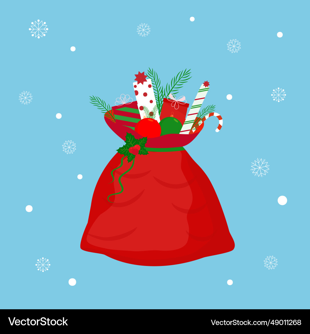 Christmas with cute santa bag Royalty Free Vector Image