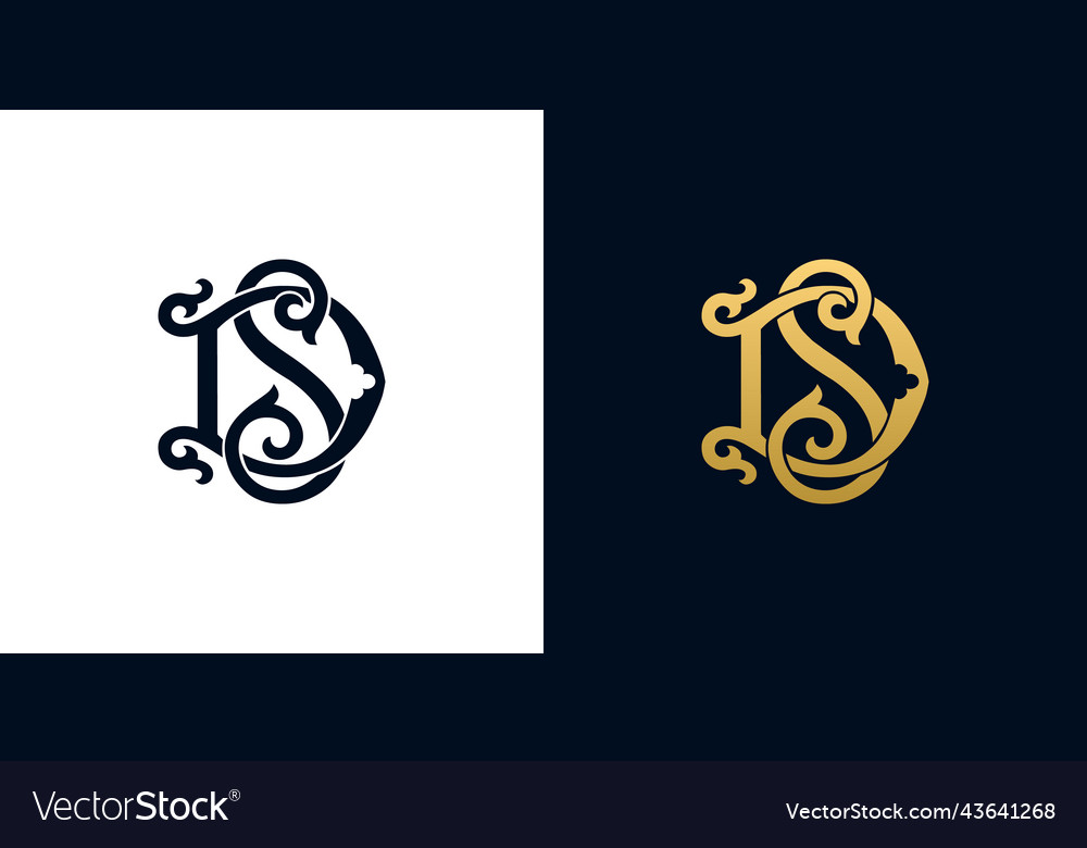 Decorative vintage initial letters ds monogram Vector Image