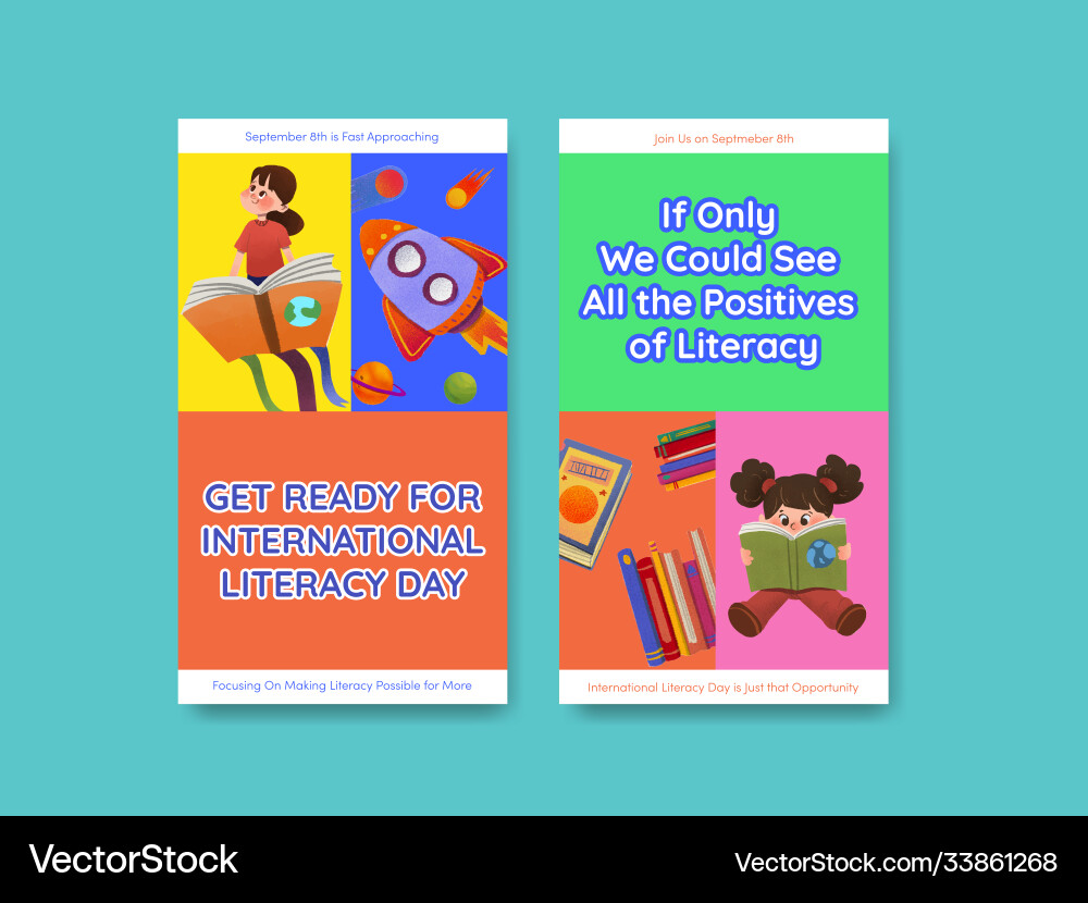 Instagram template with international literacy Vector Image