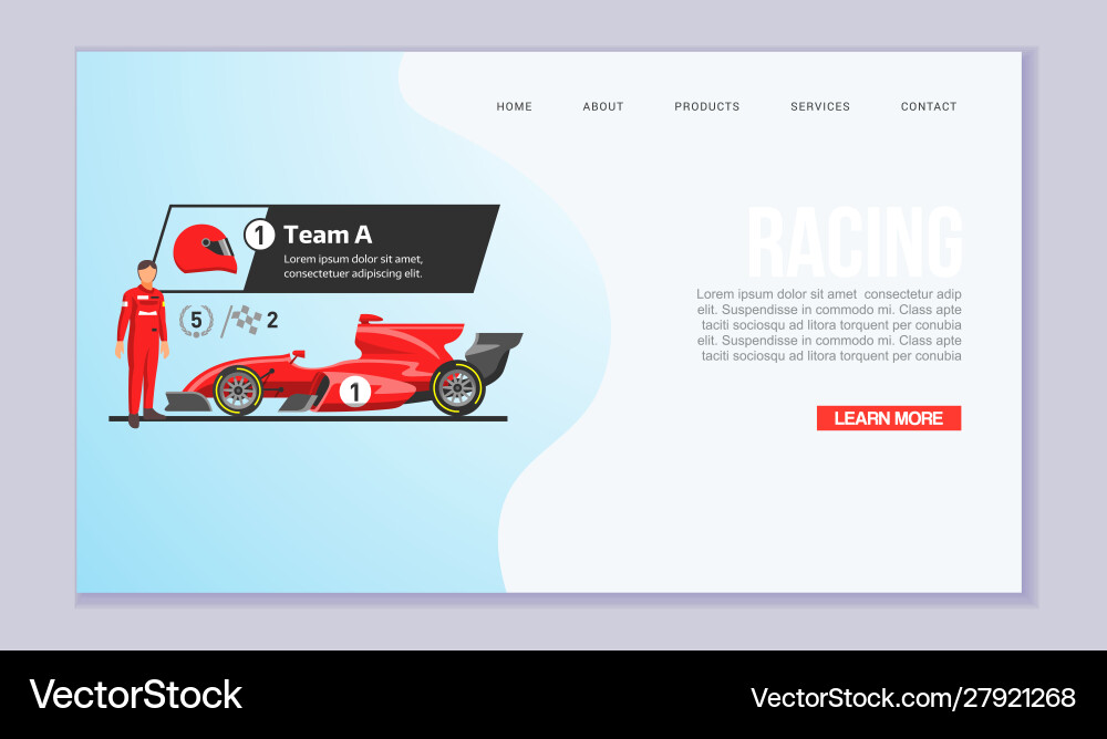 Karting racing speed cars web template Royalty Free Vector
