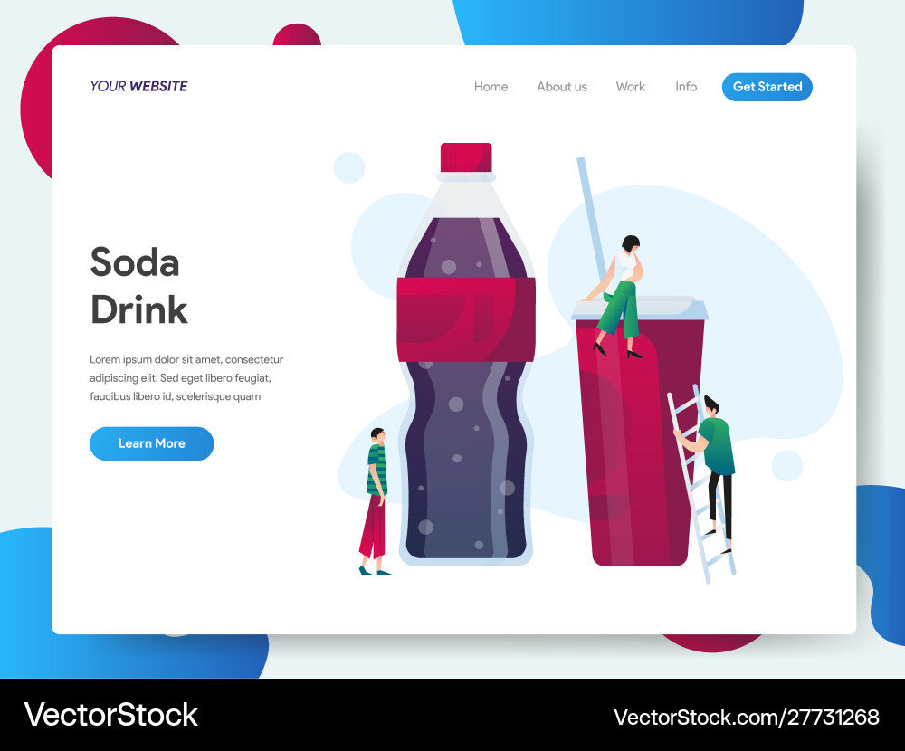 Landing page template soda drink concept Vector Image