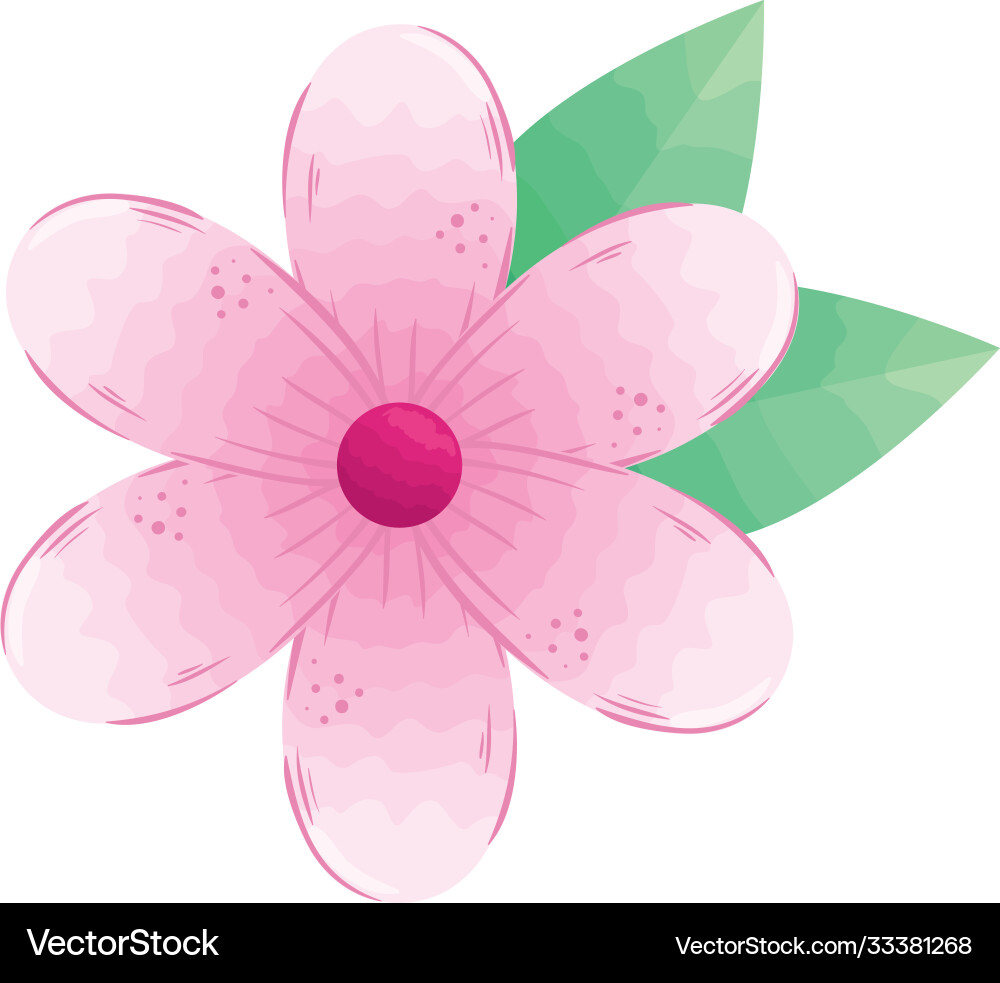 Pink flower with leaves design Royalty Free Vector Image