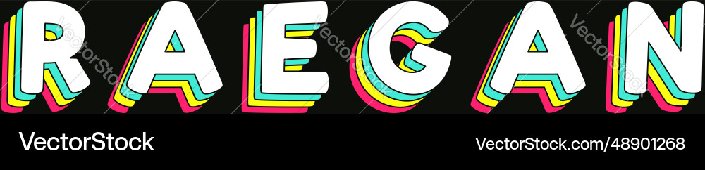 Raegan - retro rainbow typography faded style Vector Image