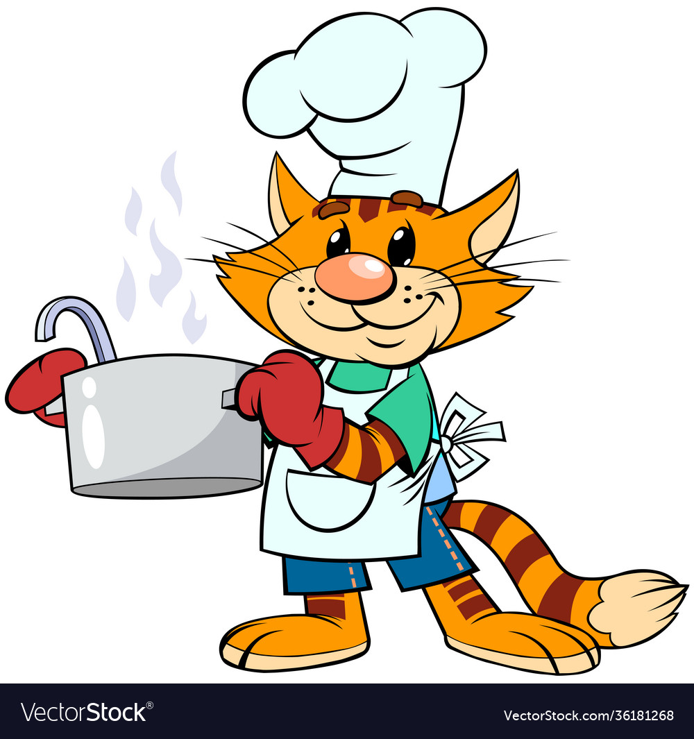 red-cat-cook-in-cap-and-apron-royalty-free-vector-image