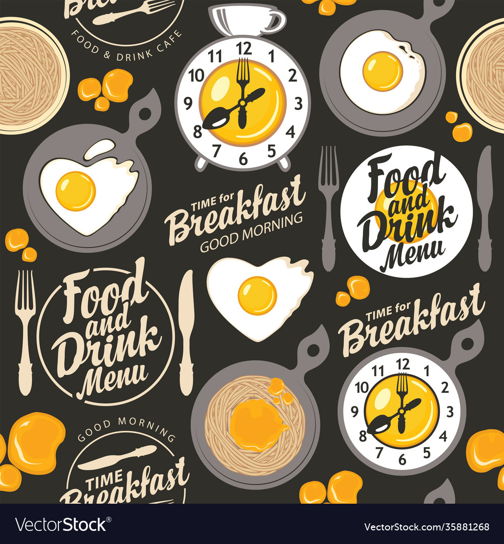 Seamless pattern on theme breakfast Royalty Free Vector