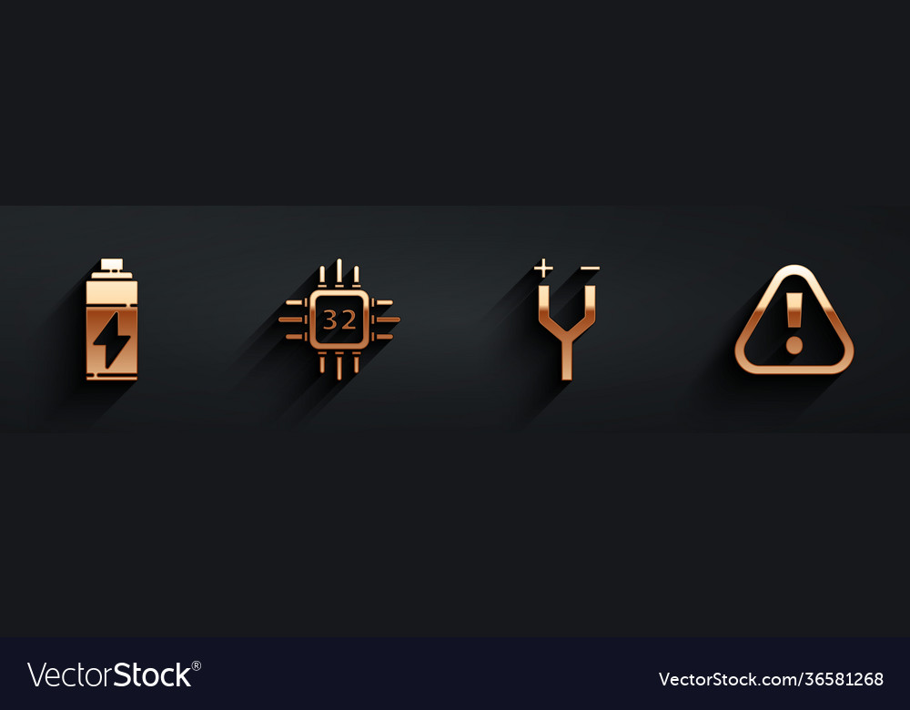 Set battery processor with microcircuits cpu Vector Image