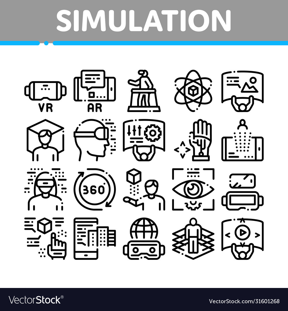 Simulation equipment collection icons set Vector Image