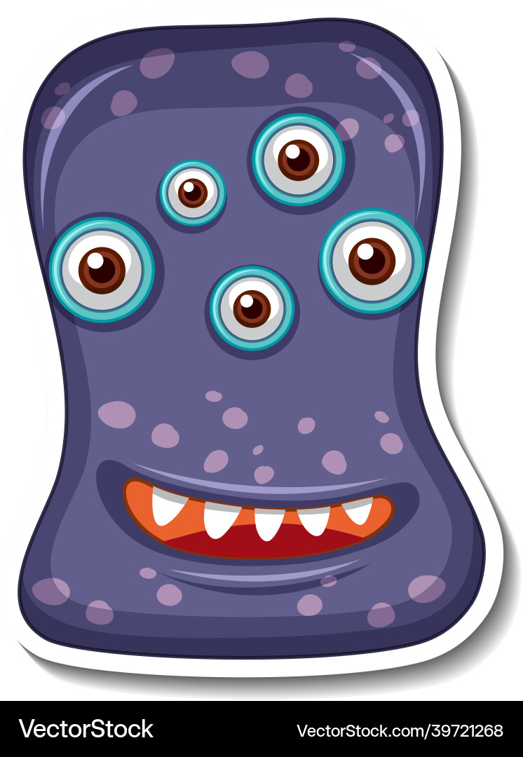 Sticker template with an alien monster cartoon Vector Image