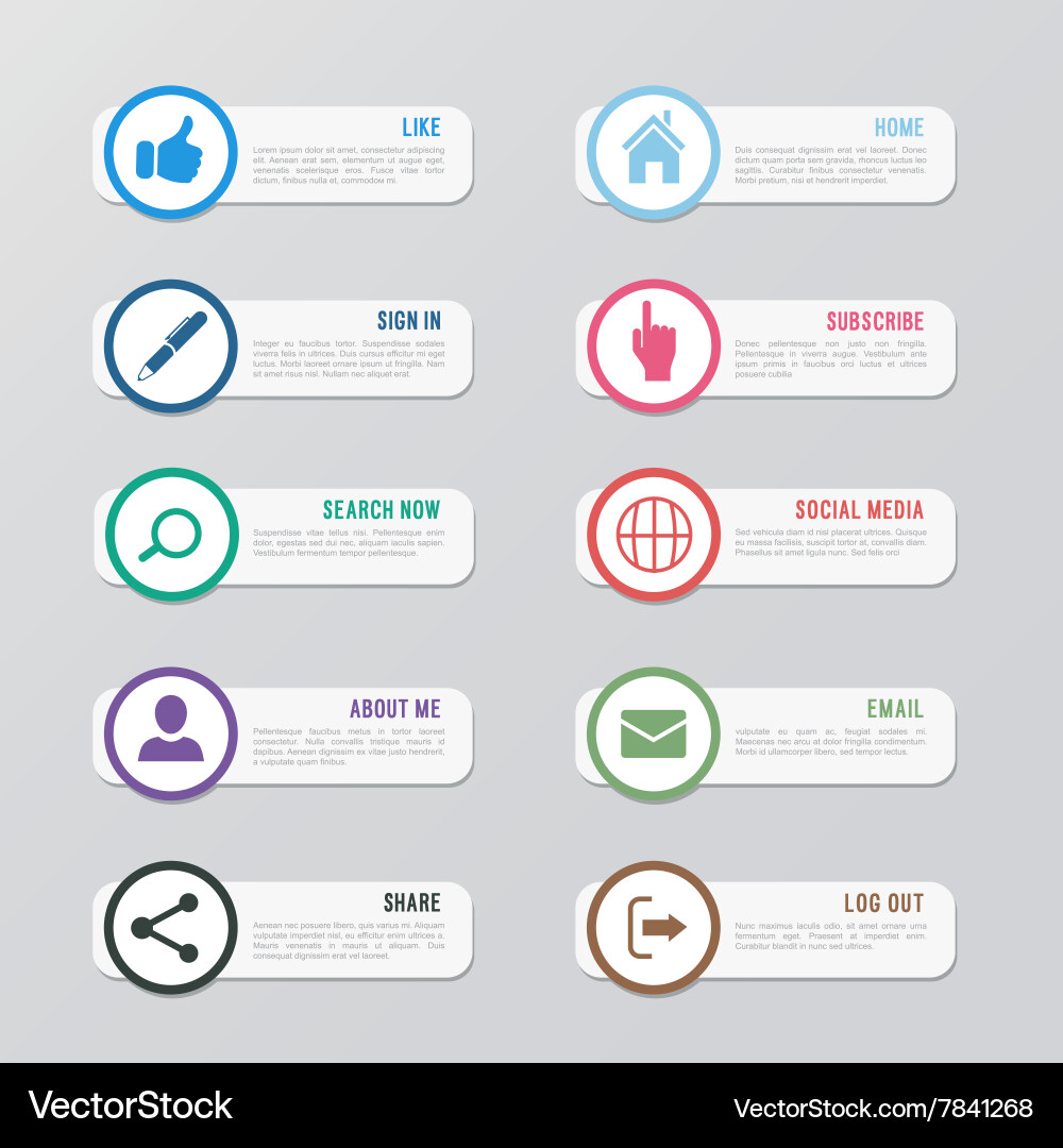 Web site icons set social media design elements Vector Image
