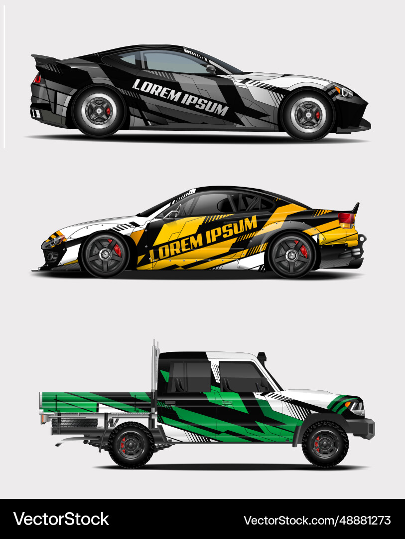 Abstract graphic stripe f car wrap design Vector Image