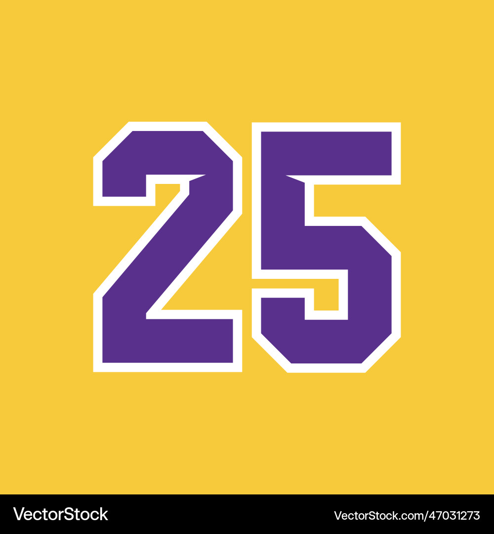 Basketball sport number template 25 Royalty Free Vector