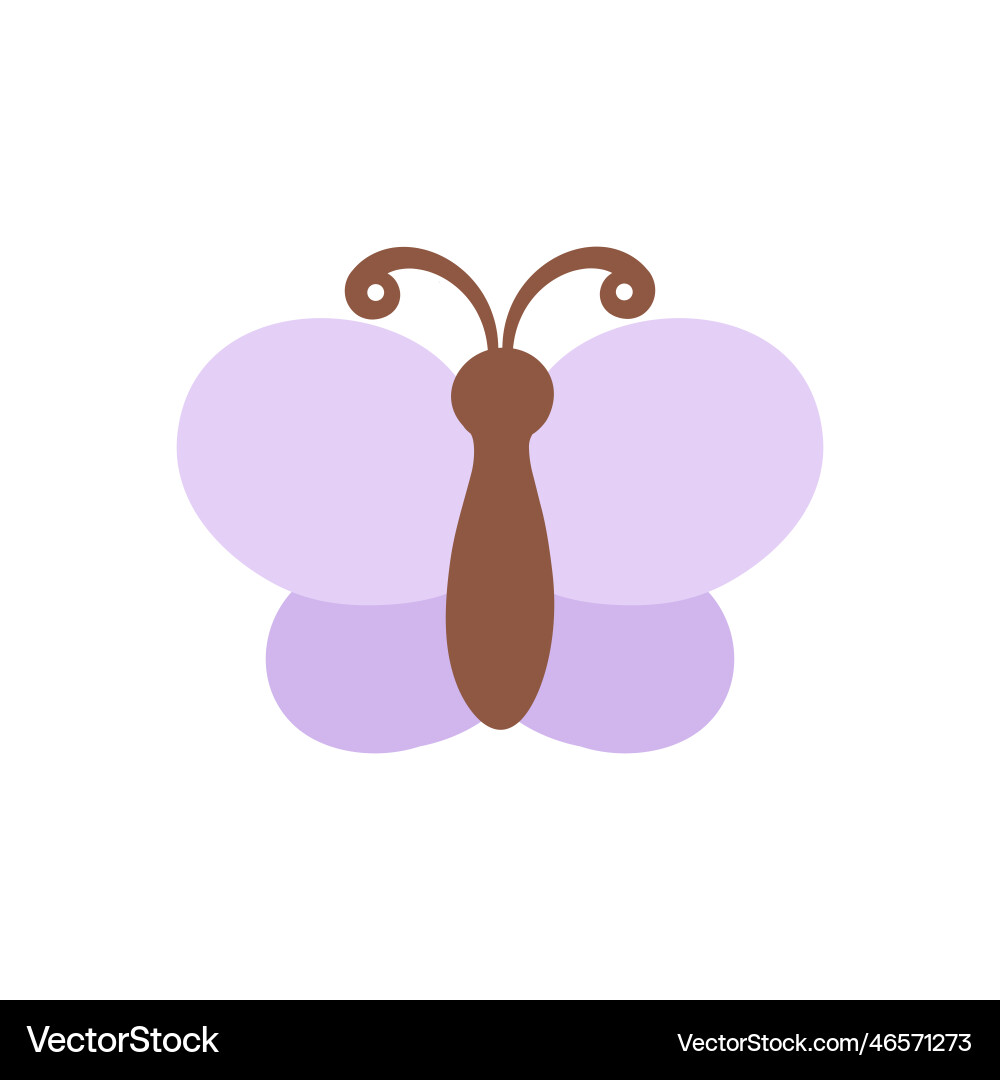 Cute lavender butterfly icon logo isolated Vector Image