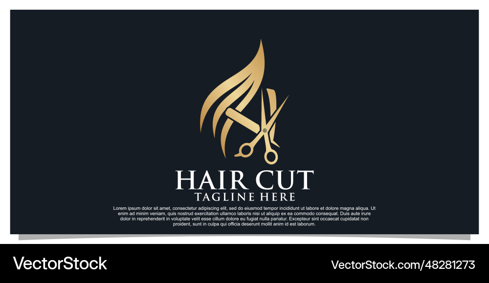 Hair cut logo design with creative concept for Vector Image