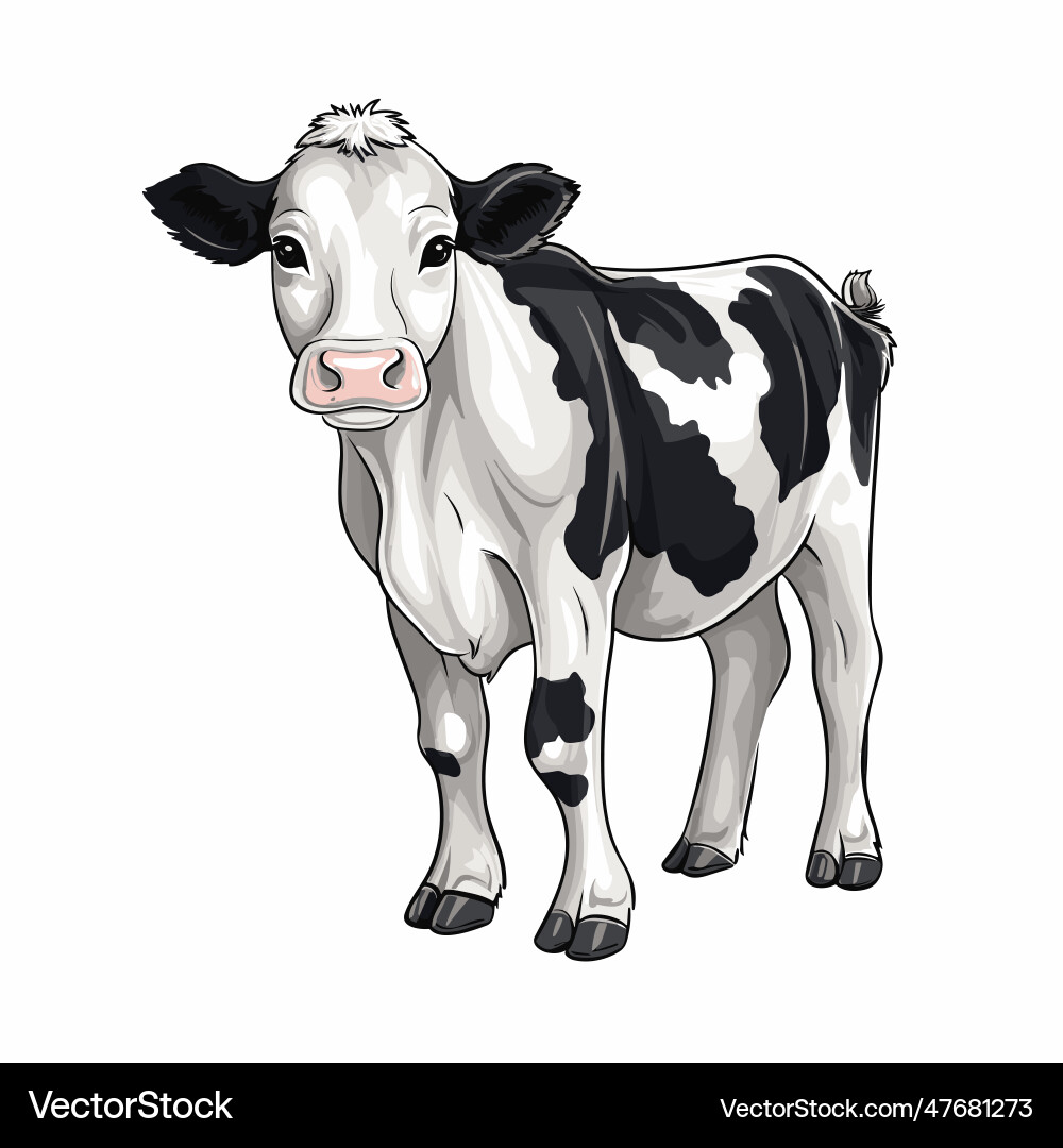 Heifer hand-drawn doodle style cartoon Royalty Free Vector