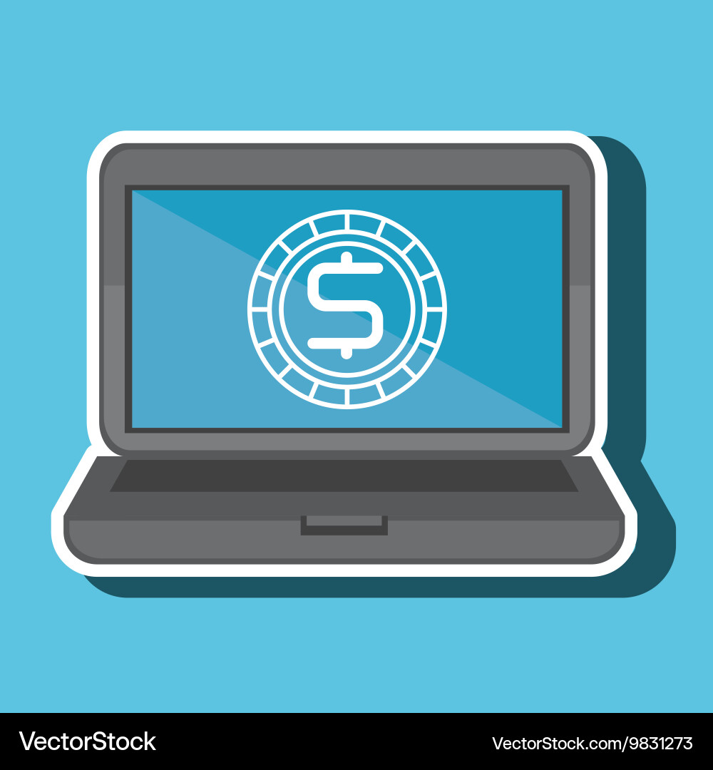 Laptop with currency isolated icon design Vector Image