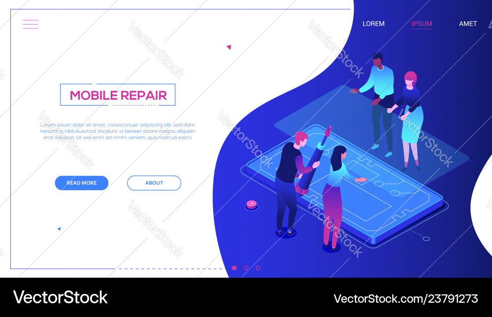 Mobile repair service - modern colorful isometric Vector Image