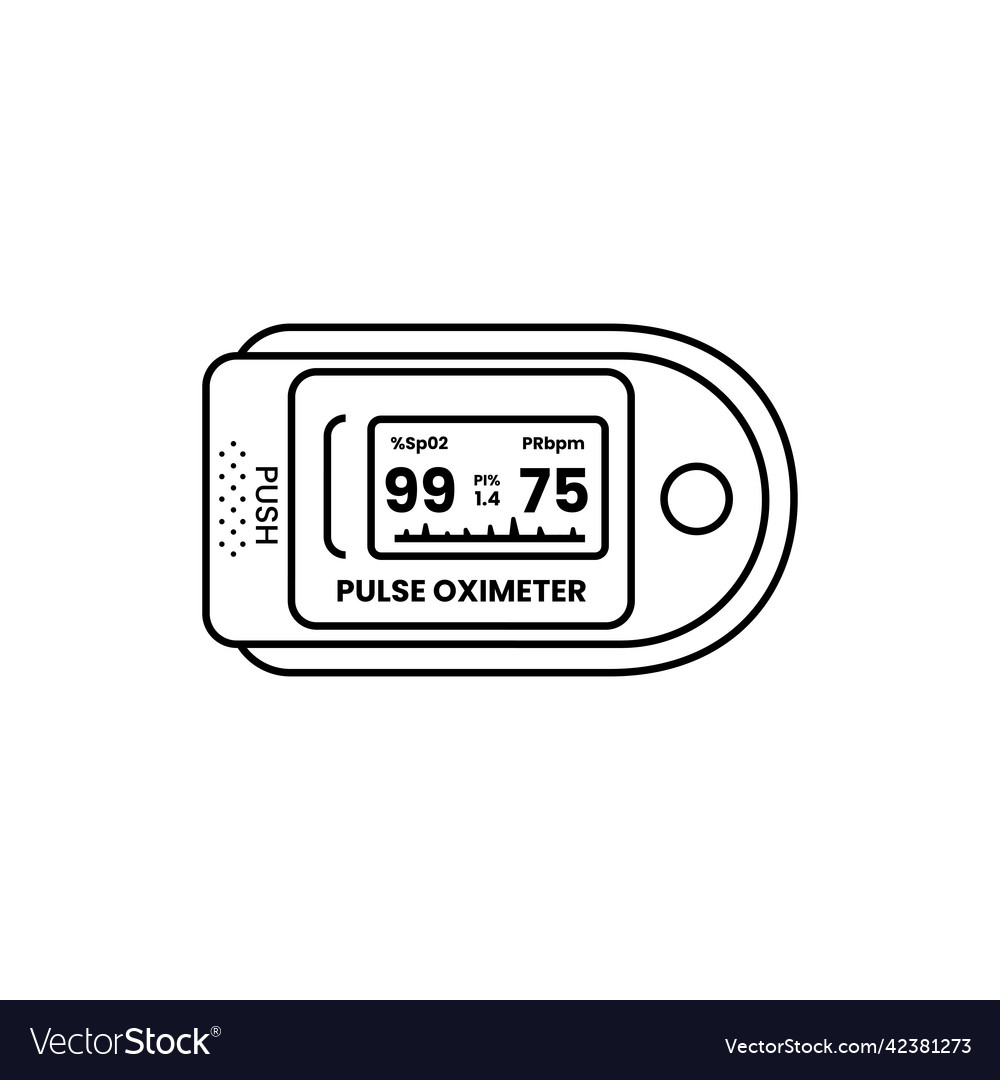 Oximeter line icon on isolated white background Vector Image