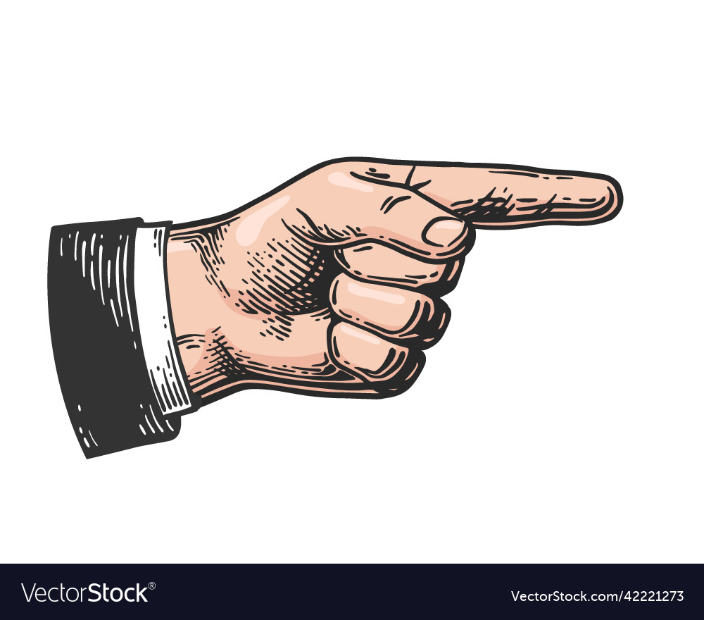 Pointer finger engraving Royalty Free Vector Image