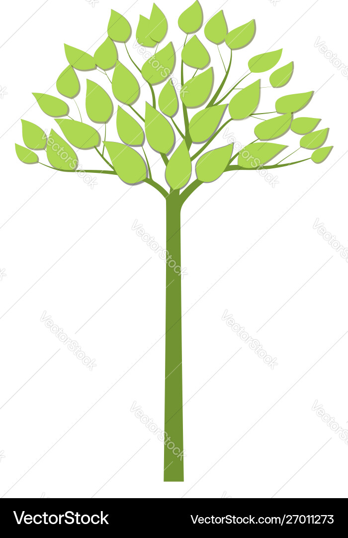 Simple green tree with green trunk eco concept Vector Image