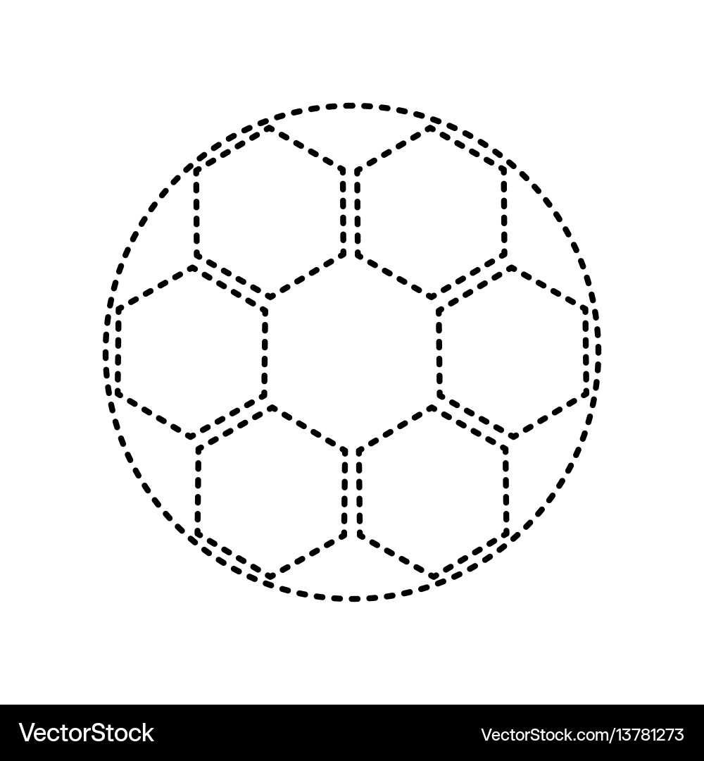 Soccer ball sign black dashed icon on Royalty Free Vector