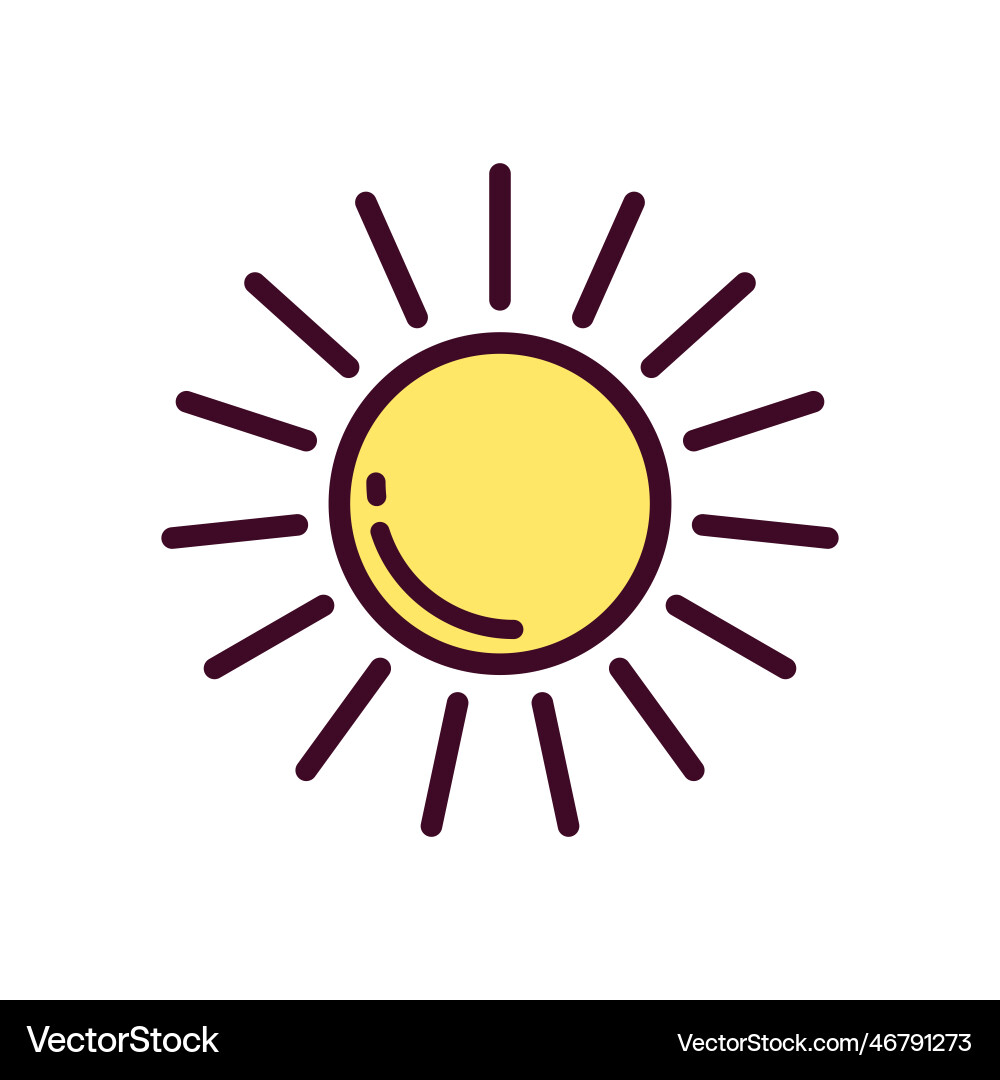 Sun icon sun lineal color icon Royalty Free Vector Image
