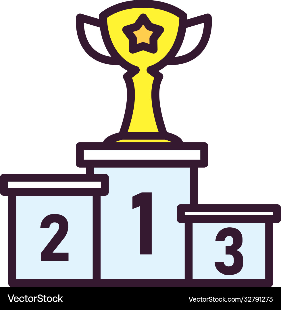 Trophy on podium line and fill style icon Vector Image