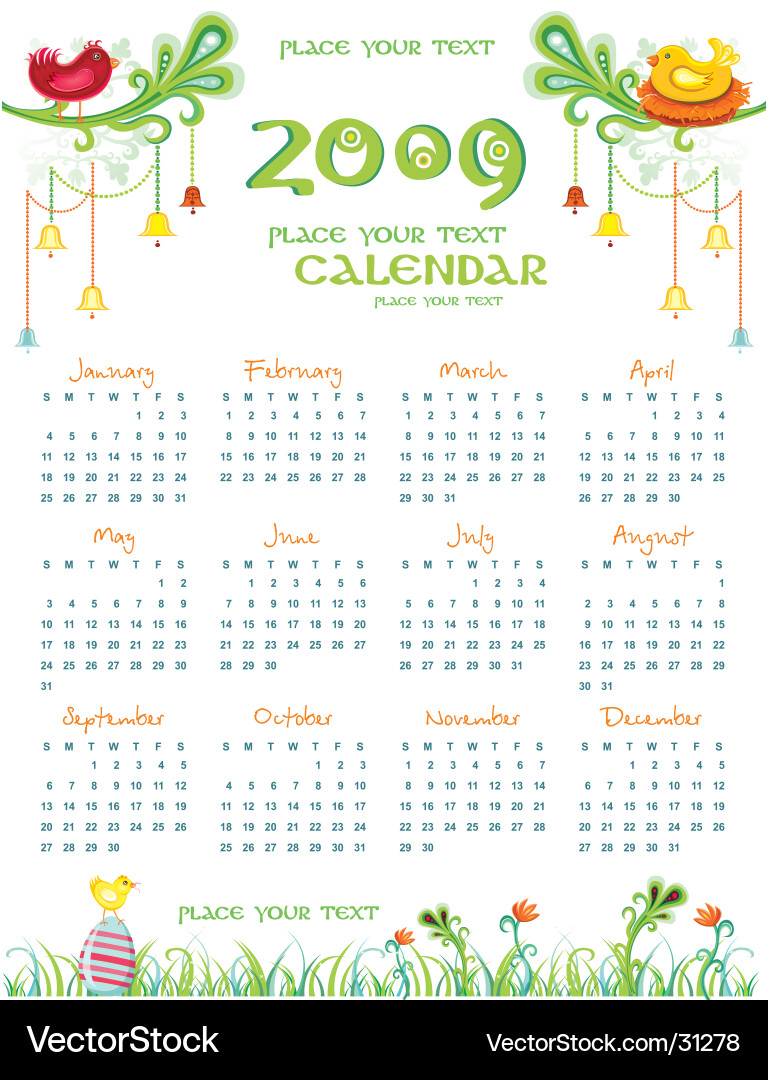 2009 colorful natural calendar Royalty Free Vector Image