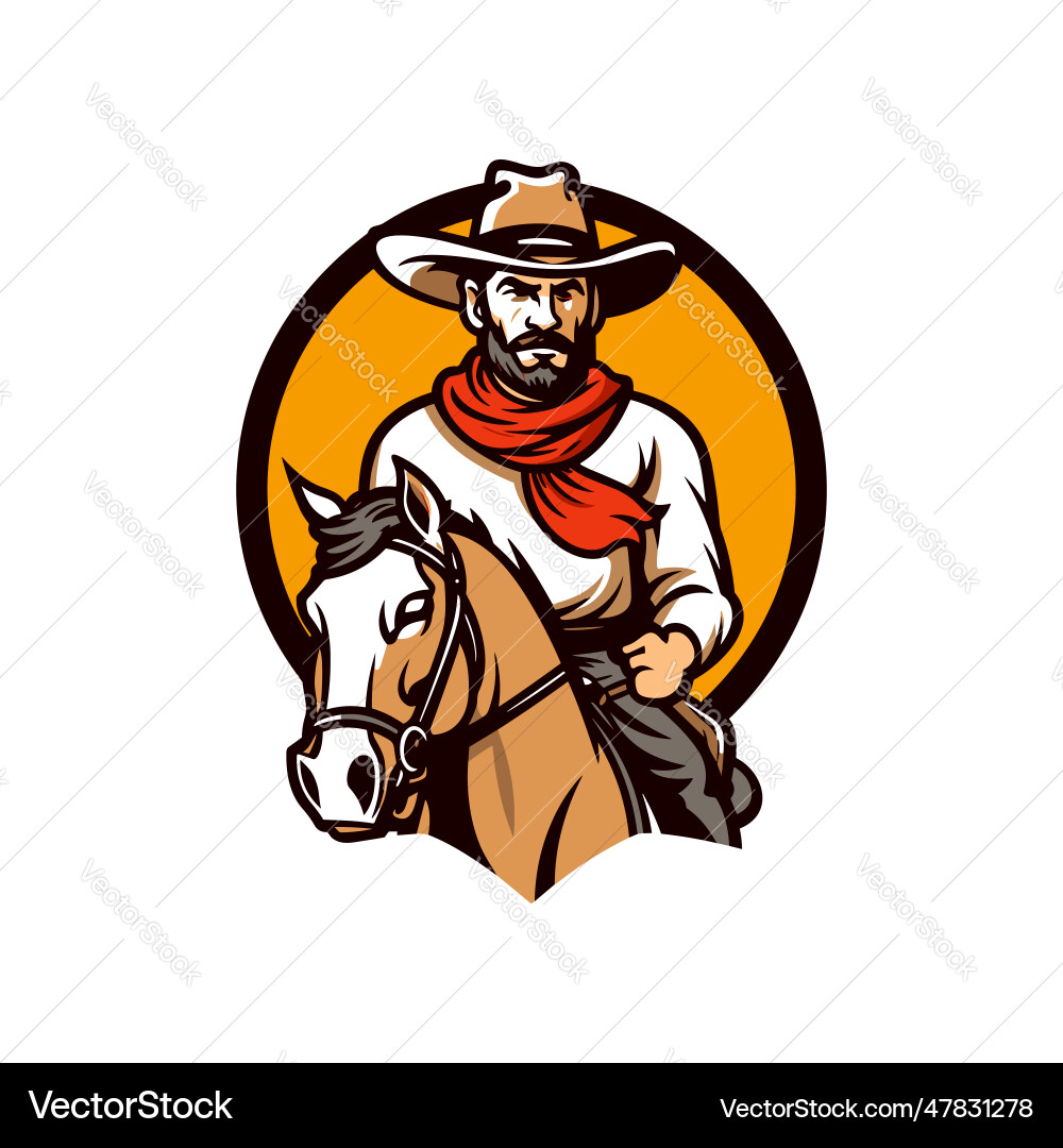 A cowboy with a horse Royalty Free Vector Image