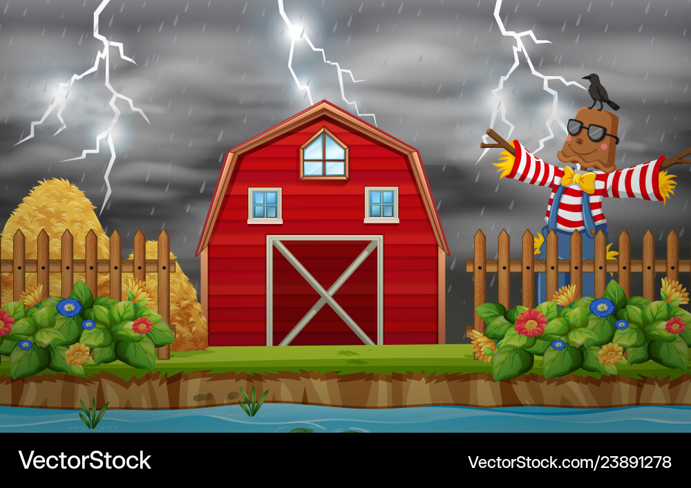 A rain at farmland Royalty Free Vector Image - VectorStock