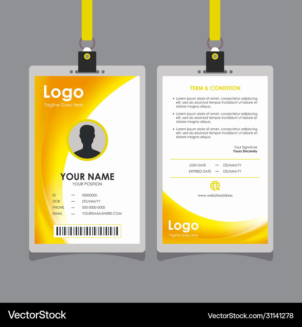 Abstract fresh yellow white wave id card design Vector Image