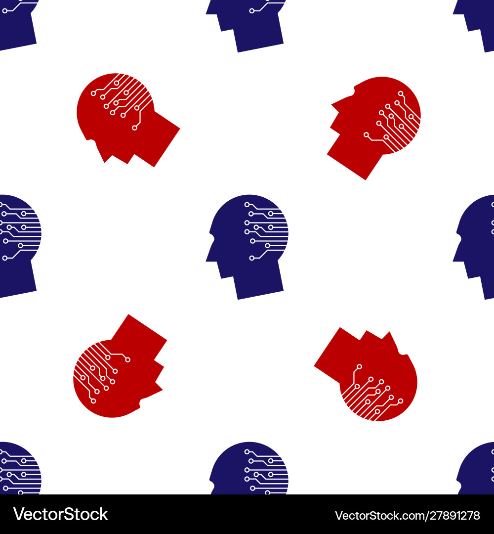 Blue and red human brain as digital circuit board Vector Image