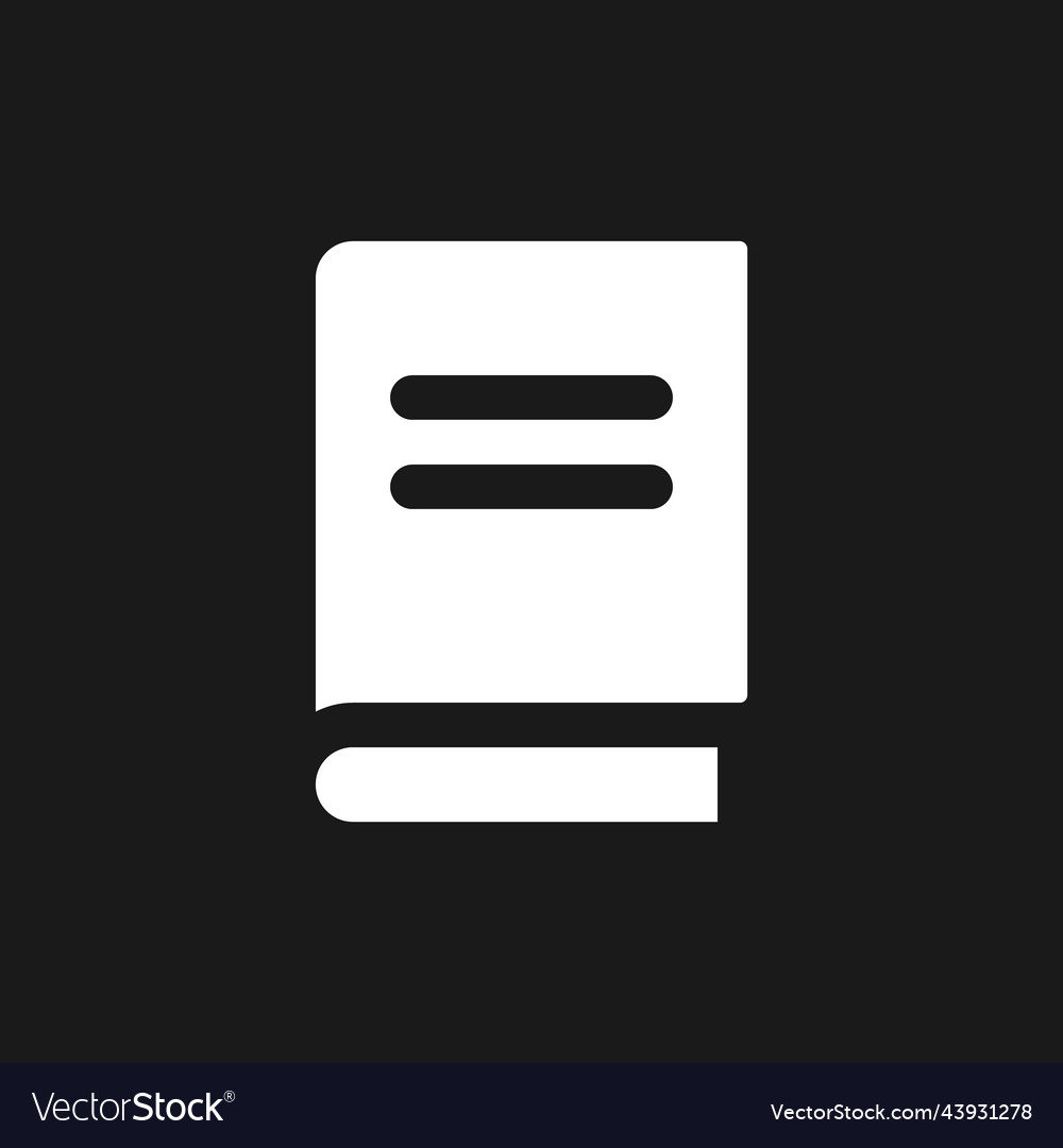 Closed book dark mode glyph ui icon Royalty Free Vector
