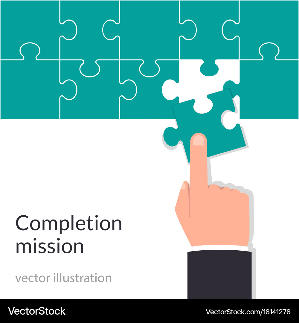 Completion mission concept businessman holding Vector Image