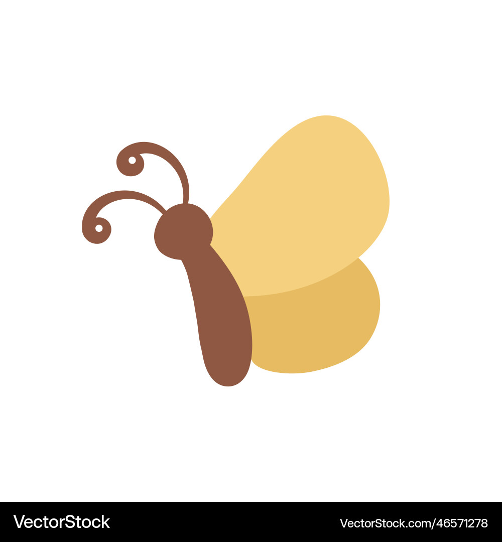 Cute simple yellow butterfly icon logo isolated Vector Image