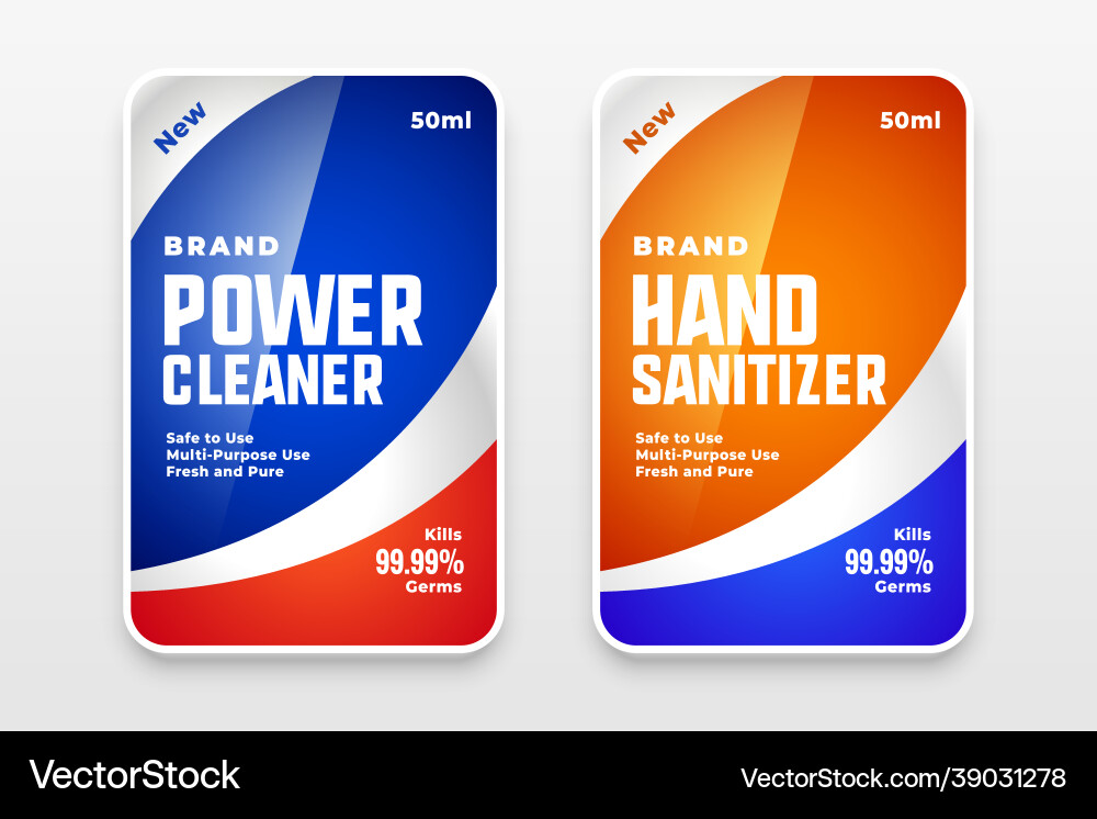Hand sanitizer and detergent label design Vector Image