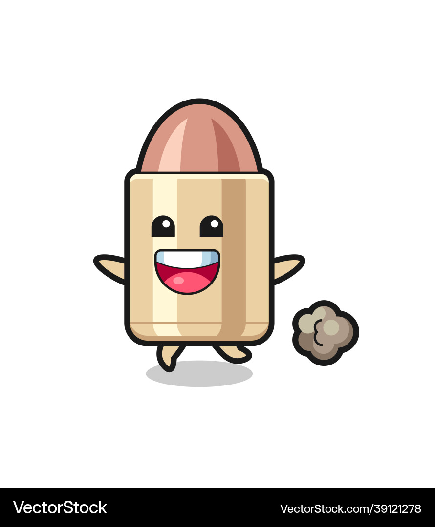 Happy bullet cartoon with running pose Royalty Free Vector
