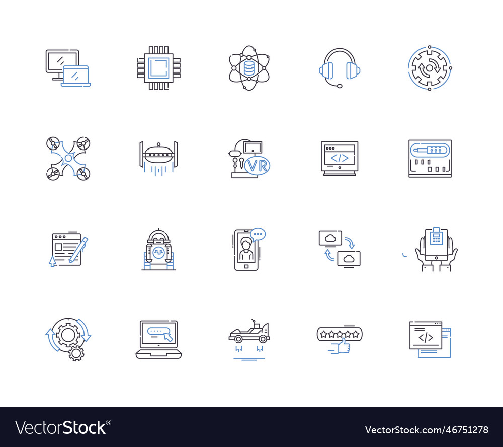 Hardware Outline Icons Collection Royalty Free Vector Image